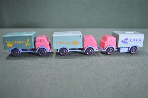 Купить Игрушка машинка Грузовик Овощи Фрукты Хлеб Набор 3 шт Колкий пластик СССР в