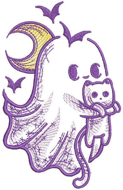 Ghost Returns Missing Cat Free Embroidery Design