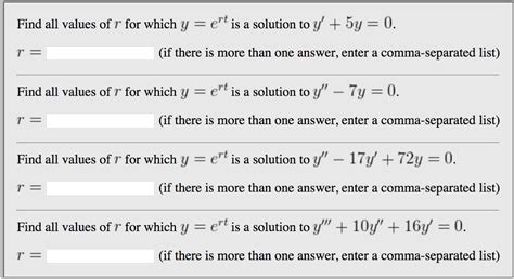 solved find all values of r for which y et is a solution to