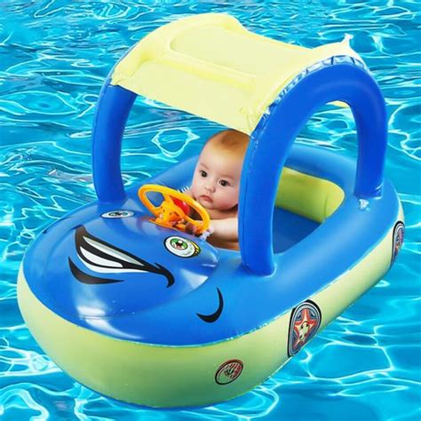 Tancyco Flotteur De Piscine Gonflable Pour Bébé Avec Auvent Bateau