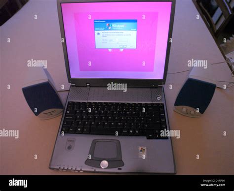 Laptop With Speakers Stock Photo Alamy