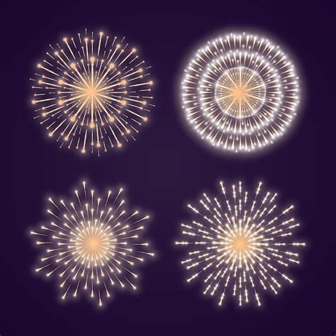 Premium Vector Gradient Gold Fireworks Collection Illustration