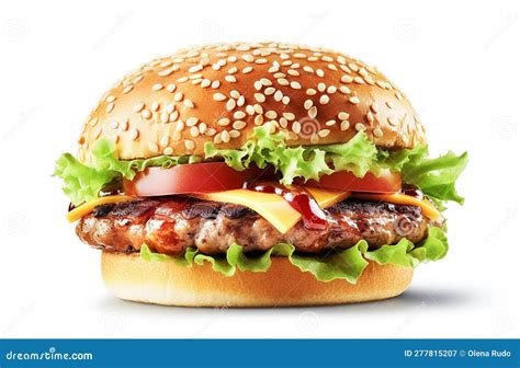 Ai Generative Tasty Burger Isolated On White Background Stock