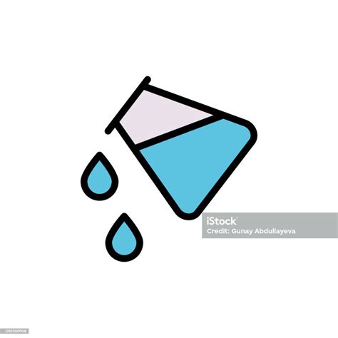 플라스크 화학 물 아이콘 Ui 및 Ux 웹 사이트 또는 모바일 응용 프로그램에 대한 악취 아이콘의 윤곽 벡터 요소와 간단한 색상 0명에 대한 스톡 벡터 아트 및 기타 이미지