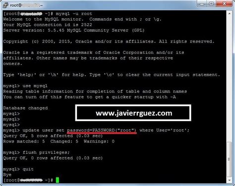 Cambiar La Password De Root En MySQL