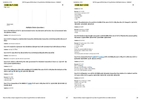 Gst Rs Aggarwal Mcqs Class 10 Goyal Brothers Icse Maths Solutions Icsehelp Gst Rs Aggarwal