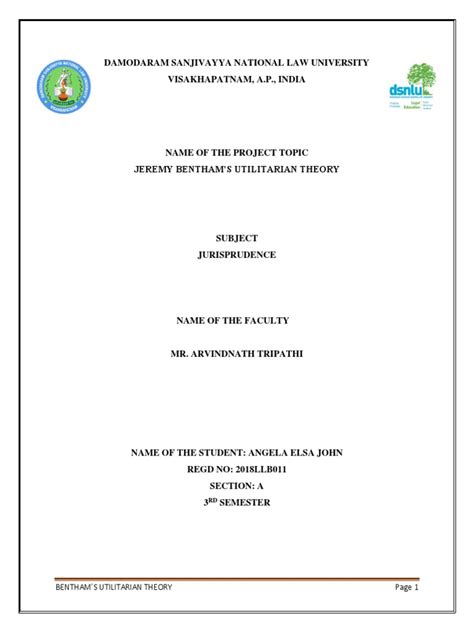 Benthams Utilitarian Theory Pdf Utilitarianism Hedonism