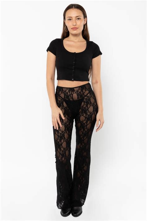 Fns300 Floral Lace Flare Leggings Los Angeles Apparel