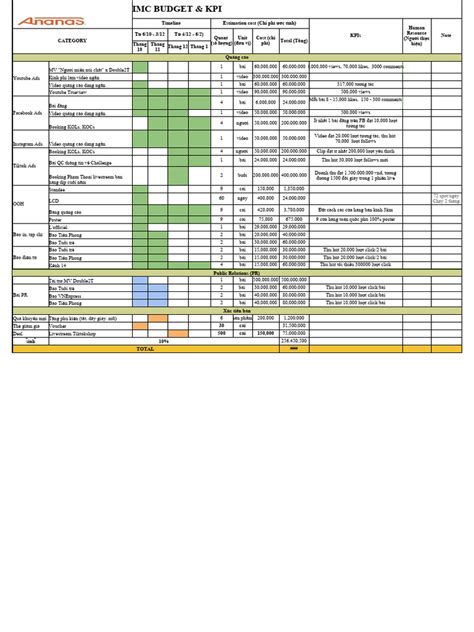 Budget And Kpi Của Ananas Pdf