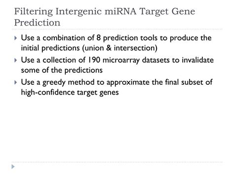 Ppt Improving Intergenic Mirna Target Genes Prediction Powerpoint Presentation Id2511191