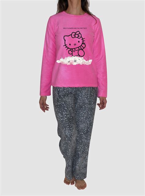 Ripley Pijama Mujer Micro Polar Largo Estampado Hello Kitty