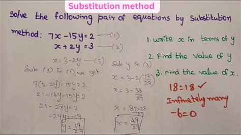 Algebraic Method Substitution Method😜 Class 10 Cbse Chapter 3 Youtube