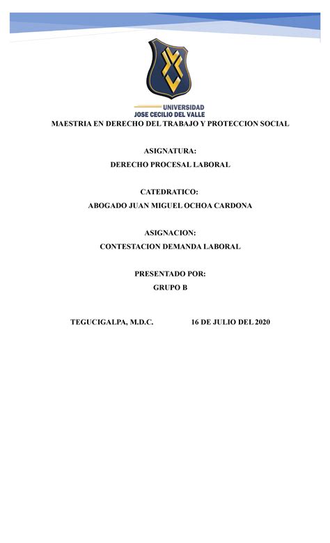 Contestacion Demanda Laboral Grupo B IGOR Nancy Alvaro EDIS Y Frabricio