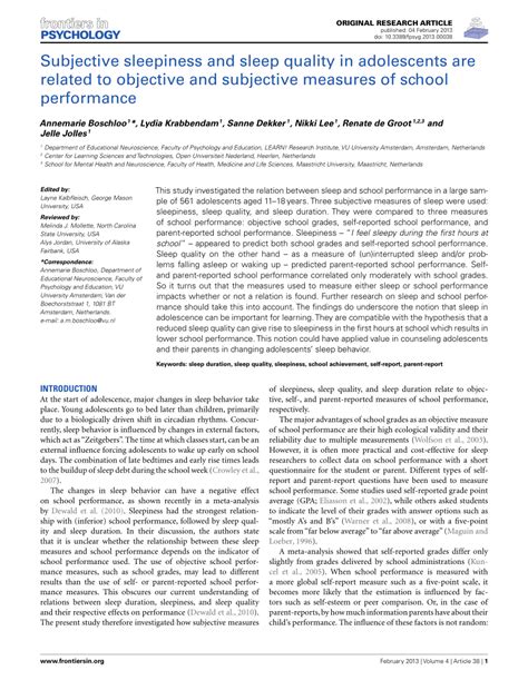 Pdf Subjective Sleepiness And Sleep Quality In Adolescents Are