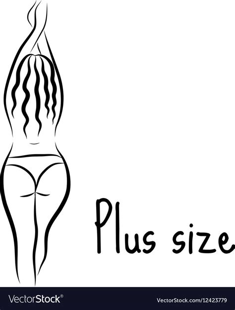 Girl Silhouette Sketch Plus Size Model Curvy Vector Image