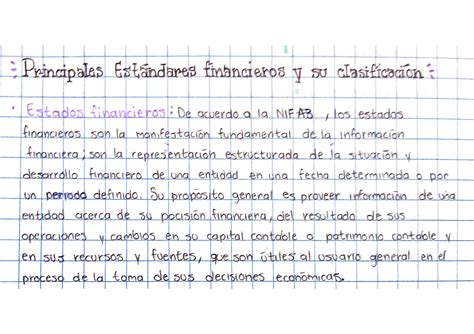 SOLUTION Principales Est Ndares Financieros Y Su Clasificaci N Studypool