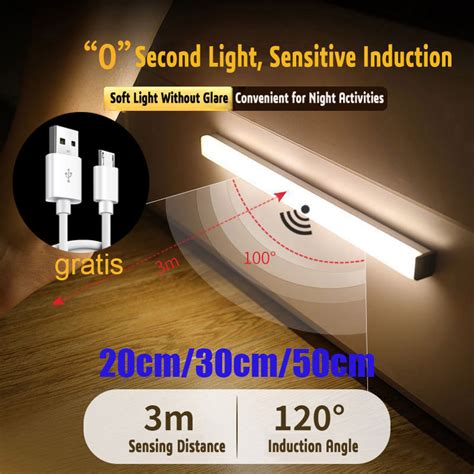 Jual 50cm Lampu Sensor Gerak Magnetic Motion Sensor Lampu Stick Panjang