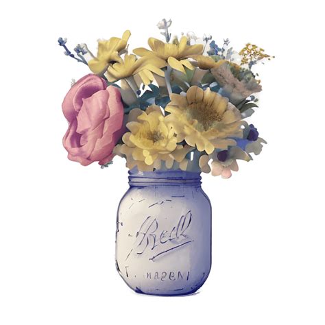 Wildflowers In A Mason Jar · Creative Fabrica