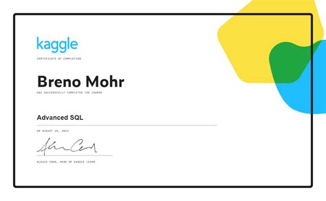 Breno Mohr Completed The Advanced Sql Course On Kaggle