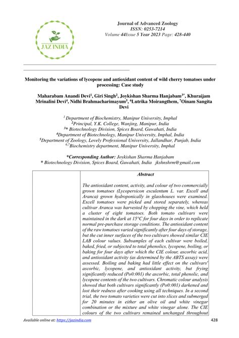 Pdf Monitoring The Variations Of Lycopene And Antioxidant Content Of Wild Cherry Tomatoes