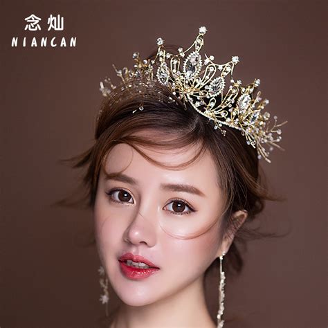 新款皇冠头饰网红同款新娘超仙森系女十八岁韩式大气珍珠发箍发饰虎窝淘