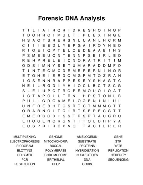 Forensic Dna Analysis Word Search