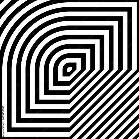 Black Closed Curves On White Background Stripped Surface Pattern