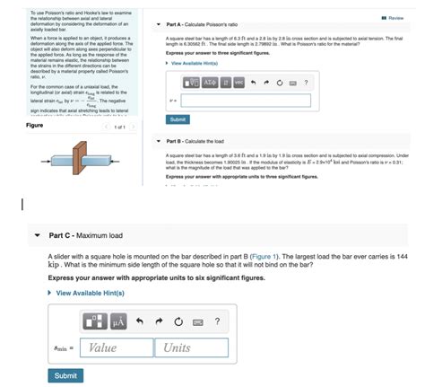 Solved A Review Part A Calculate Poisson S Ratio To Use Chegg