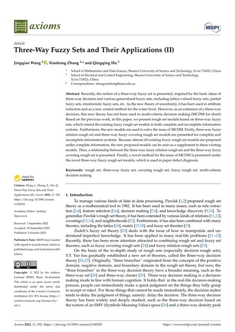PDF Three Way Fuzzy Sets And Their Applications II