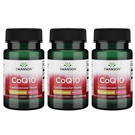 Swanson Coq10 Dietary Supplement Mini Cap 10 Mg 100 Caps 3 Pack