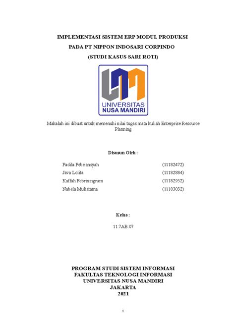 Enterprise Resource Planning Final Project IMPLEMENTASI SISTEM ERP