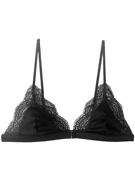 Fleur Du Mal Naomi Lace Trim Triangle Bra In Black Modesens