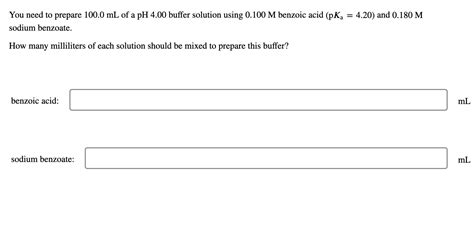 solved you need to prepare 100 0ml ﻿of a ph 4 00 ﻿buffer