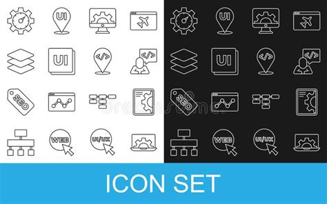 Set Line Web Development Front End Ui Or Ux Design Layers Website