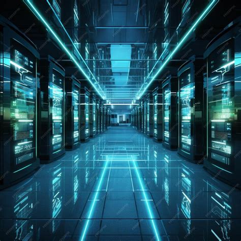 Premium Ai Image A Large Computer Room With Many Cases Of Computers