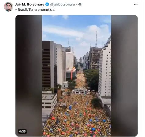 Ato Pró Bolsonaro Ex Presidente Usa Imagens De Multidão Para Se