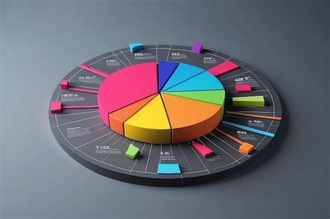 Premium Photo Multi Colored Pie Chart By Bar Graphs 3d Illustration