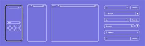 premium vector smartphone web browser internet page window with
