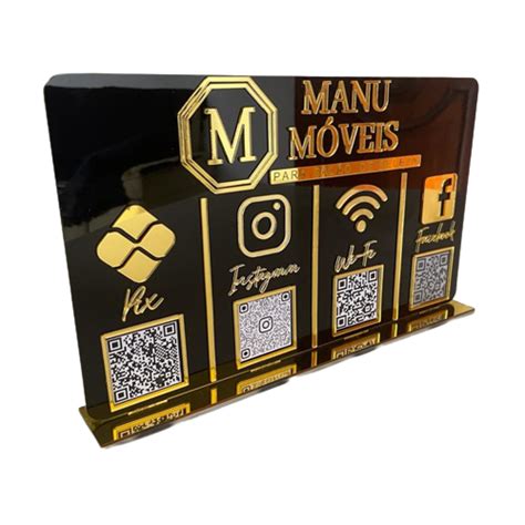Placa Em AcrÍlico Alto Relevo Com 4 Qr Code