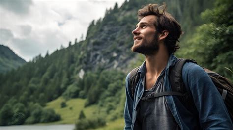 Premium Ai Image A Close Up Of A Person Feeling Adventurous In A Wild Natural Landscape