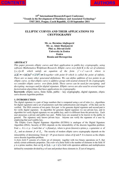 Pdf Elliptic Curves And Their Applications To Cryptography