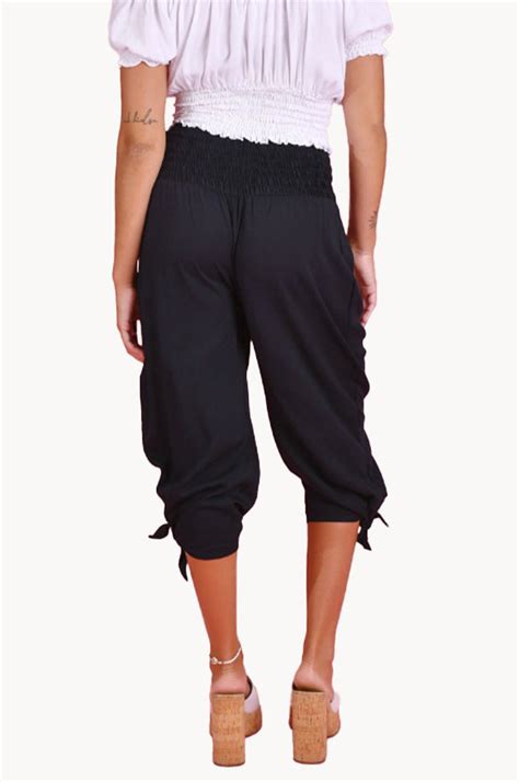 Go Girl Plain 34 Rouched Tie Pants Black Swimwear Galore Au