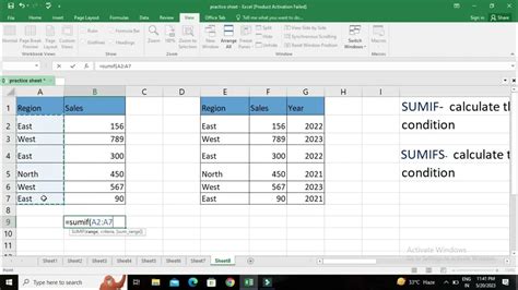 Sumif And Sumifs In Excel 👉 Excel Formulas In Hindi Excel Tutorial Youtube