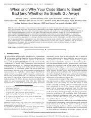 When And Why Your Code Starts To Smell Bad And Whether The Smells Go Away Pdf IEEE