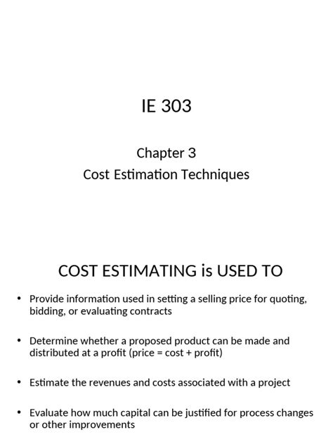Chapter 3 Cost Estimation Techniques Pdf
