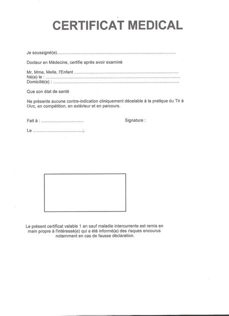Certificat Medical Model
