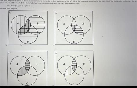 [answered] use venn diagrams to prove or disprove each statement kunduz