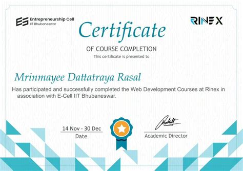 Rinex Webdevelopment Training Learning Certification Coursecompletion Mrinmayee R