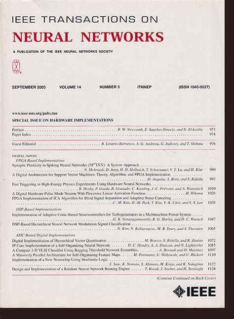 IEEE Transactions on Neural Networks: (March 2003, Vol 14, No. 2)