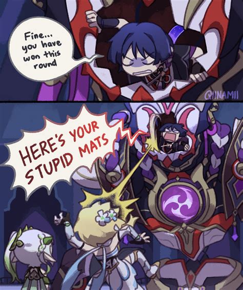 Lumine Scaramouche Nahida And Scaramouche Genshin Impact Drawn By